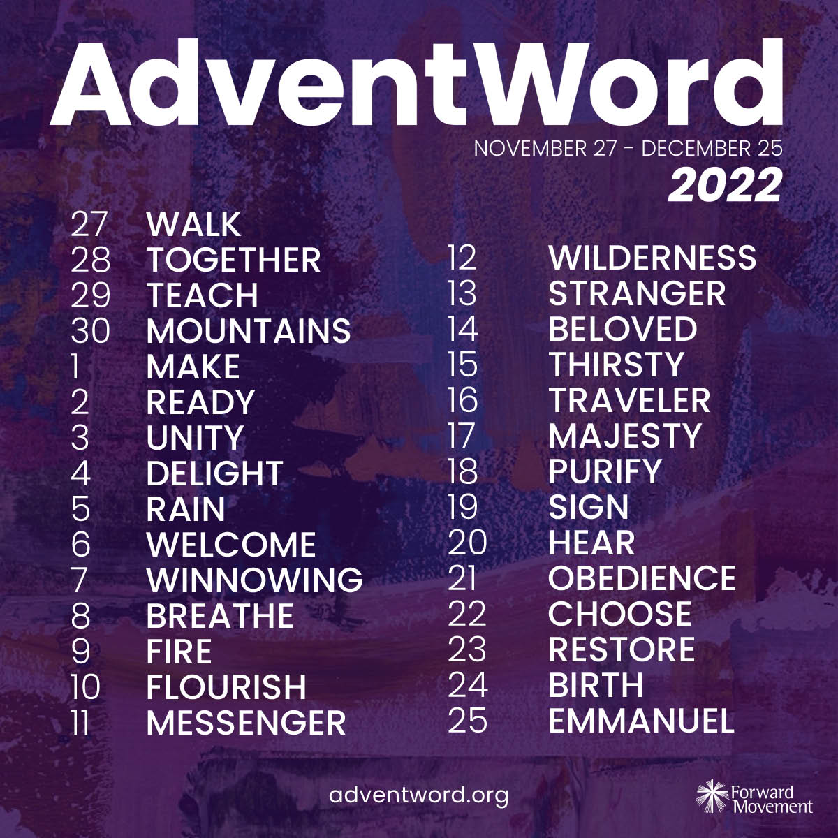 AdventWord: Announcing the daily prompt words for 2022 | Palabras que ...